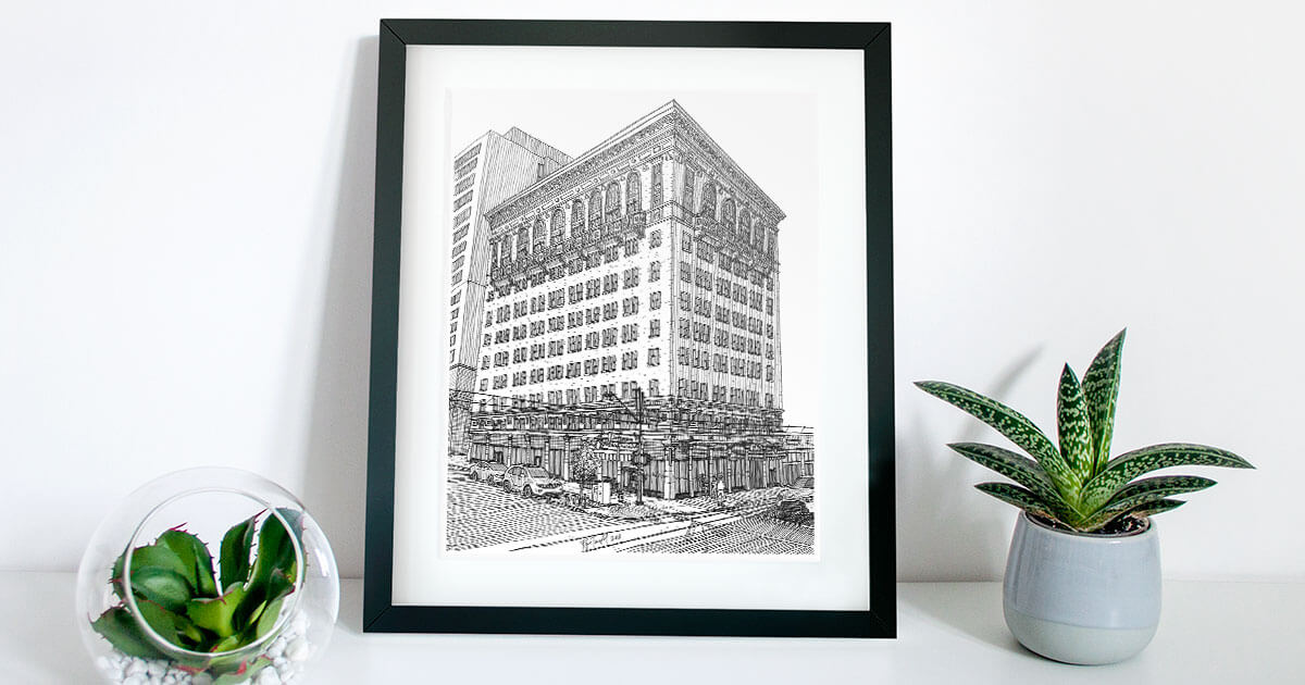 Luhrs Building Illustration Print Phoenix AZ | Ryan Tempest Art