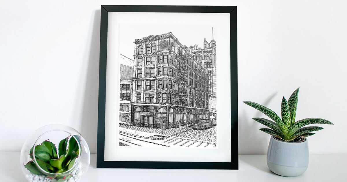 Wright-Kay Building, Detroit MI Illustration | Ryan Tempest Art